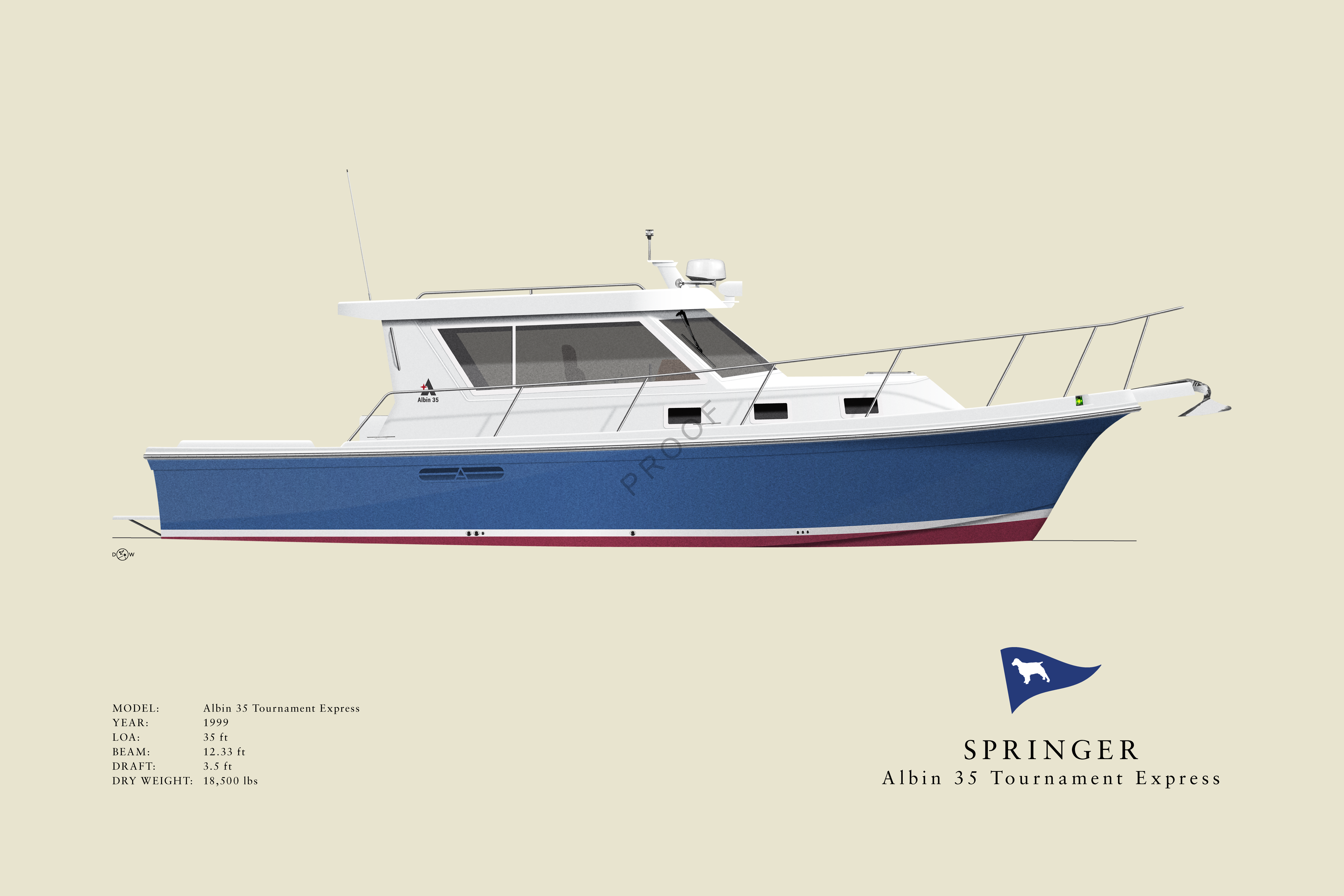 Springer - Albin 35 Tournament Express - Custom Half Hull Print With D ...
