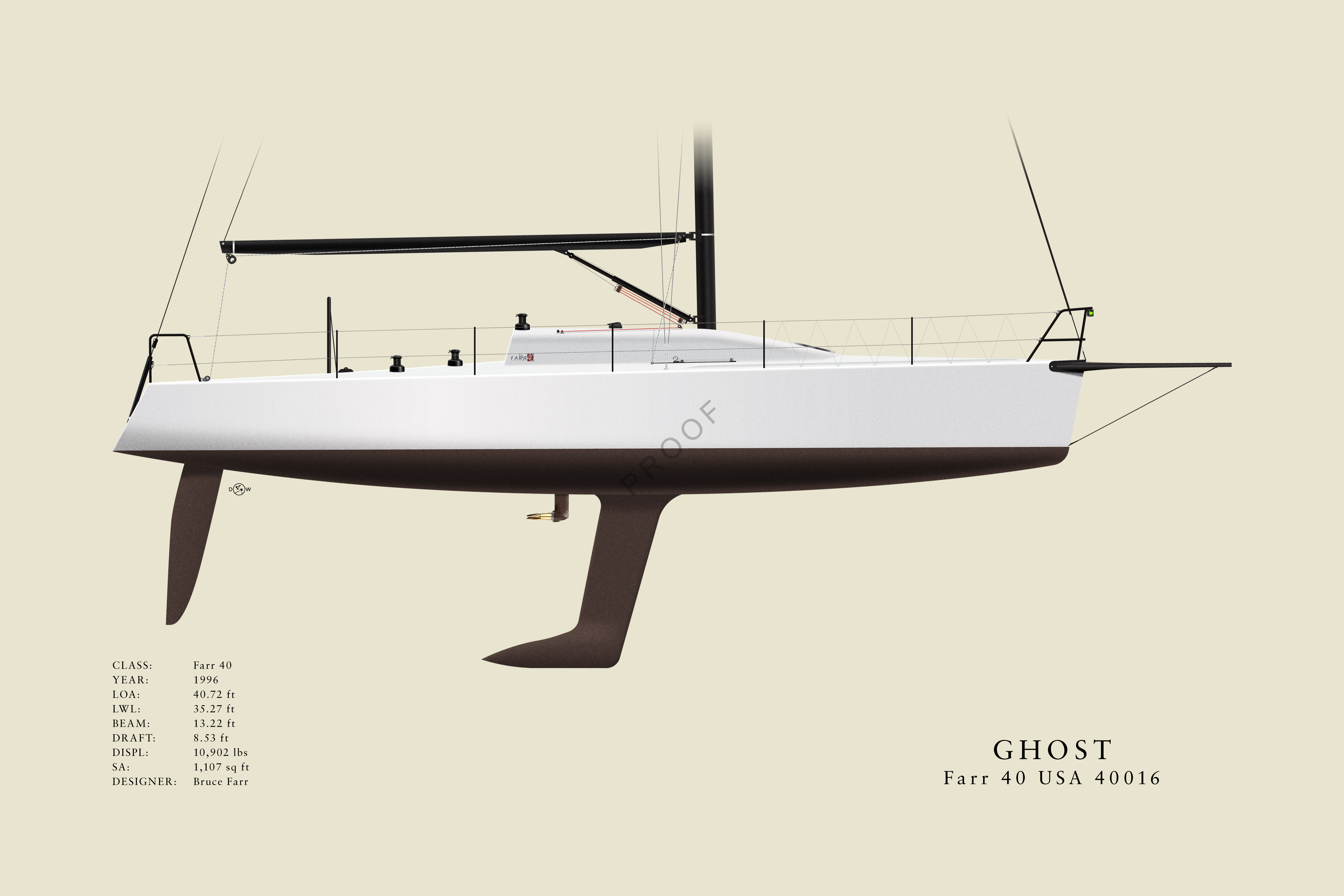 Ghost - Farr 40 - Custom Half Hull Print With Deck Details – Dogwatch ...